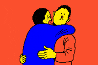 Awkward Sibling Hug Gif