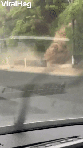 Burst Half Pipe Causes Flooding On Road GIF by ViralHog - Find & Share ...