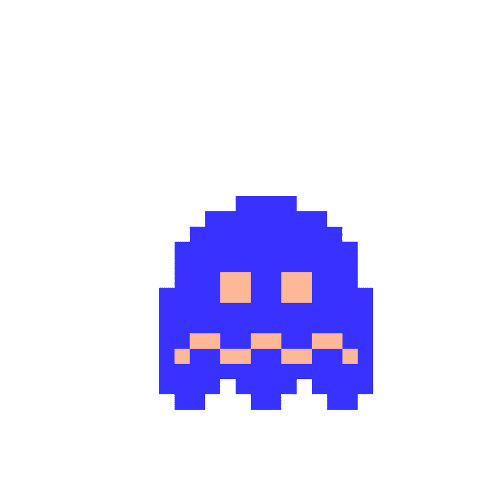 8 Bit Pacman Blue Ghost