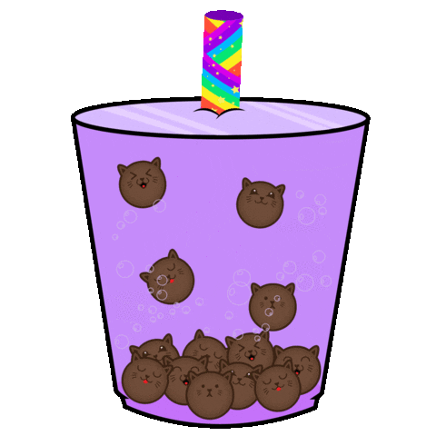 Bubble Tea Cats Sticker by Robo Roku for iOS & Android | GIPHY