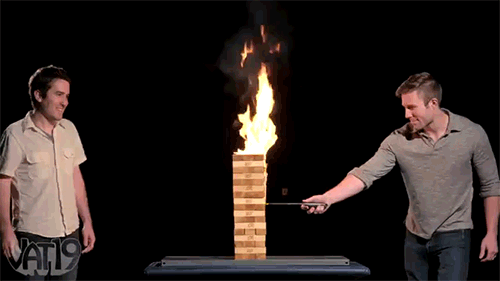 Dont Try This At Home Fire Jenga GIF by Digg - Find & Share on GIPHY