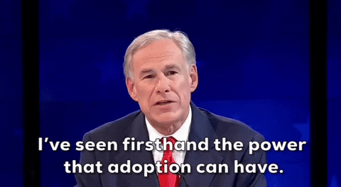 Greg Abbott Adoption GIF by GIPHY News - Find & Share on GIPHY