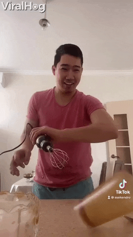 Guy Using Mixer Sends Glass Into Perpetual Motion GIF by ViralHog ...