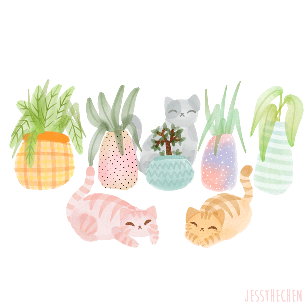 Cats Plants GIF by jessthechen - Find & Share on GIPHY