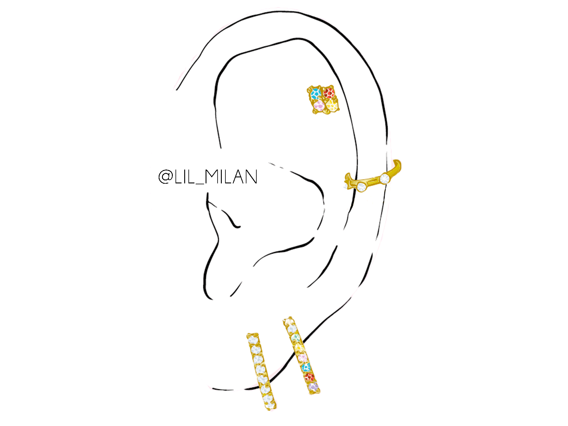 Gold Piercing Sticker by LIL Milan for iOS & Android | GIPHY