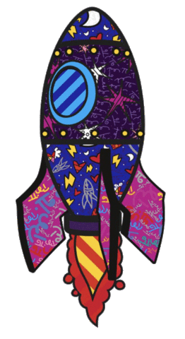Rocket Sticker by Romero Britto for iOS & Android | GIPHY