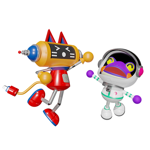 Robo Cat and Astro Frog by Bare Tree Media | GIPHY