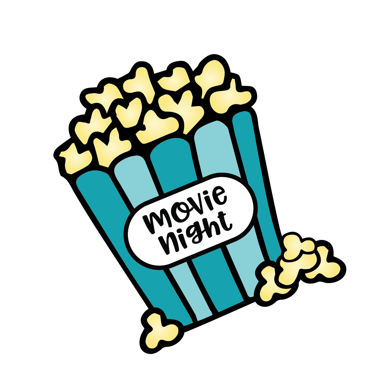 Movie Night Popcorn Sticker by Krissyanne Designs for iOS & Android | GIPHY