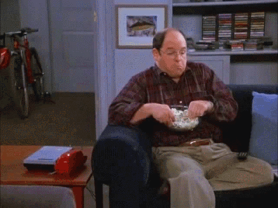 reaction, mood, seinfeld, popcorn, george – GIF