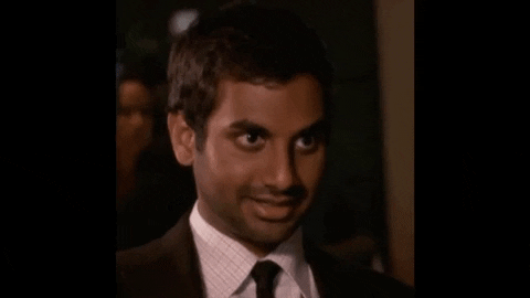 Happy Aziz Ansari GIF by My4 - Find & Share on GIPHY
