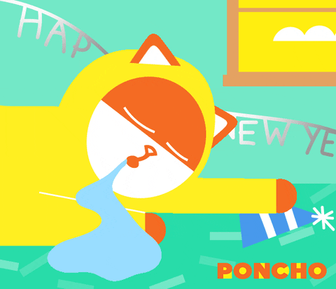 Happy New Year Sleeping GIF by Poncho - Find & Share on GIPHY