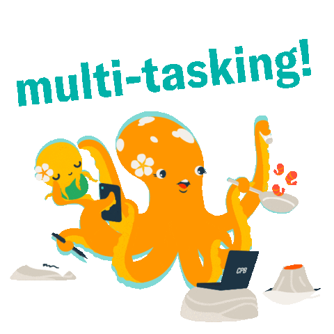 Octopus Working Sticker by Central Pacific Bank for iOS & Android | GIPHY