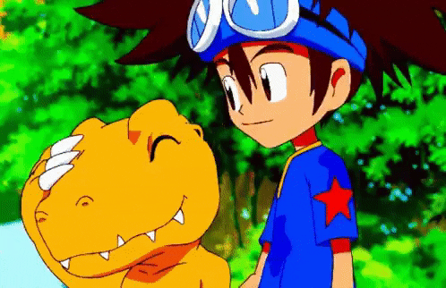 hydraburst giphyupload digimon agumon taichiyagami GIF